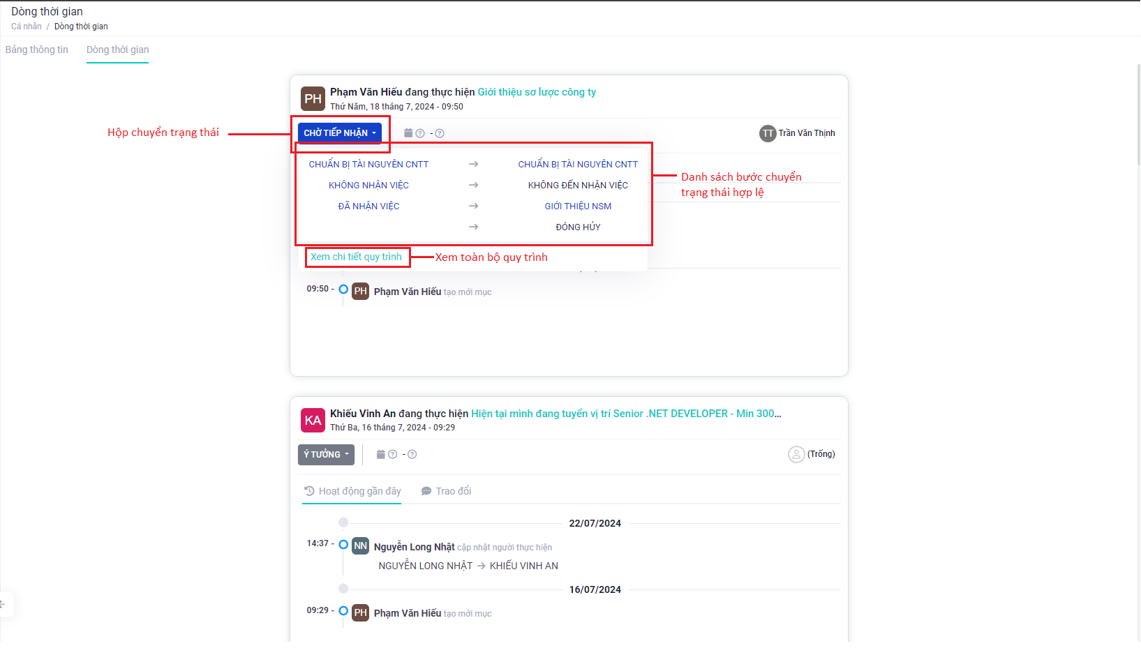 Dòng thời gian | Workbase